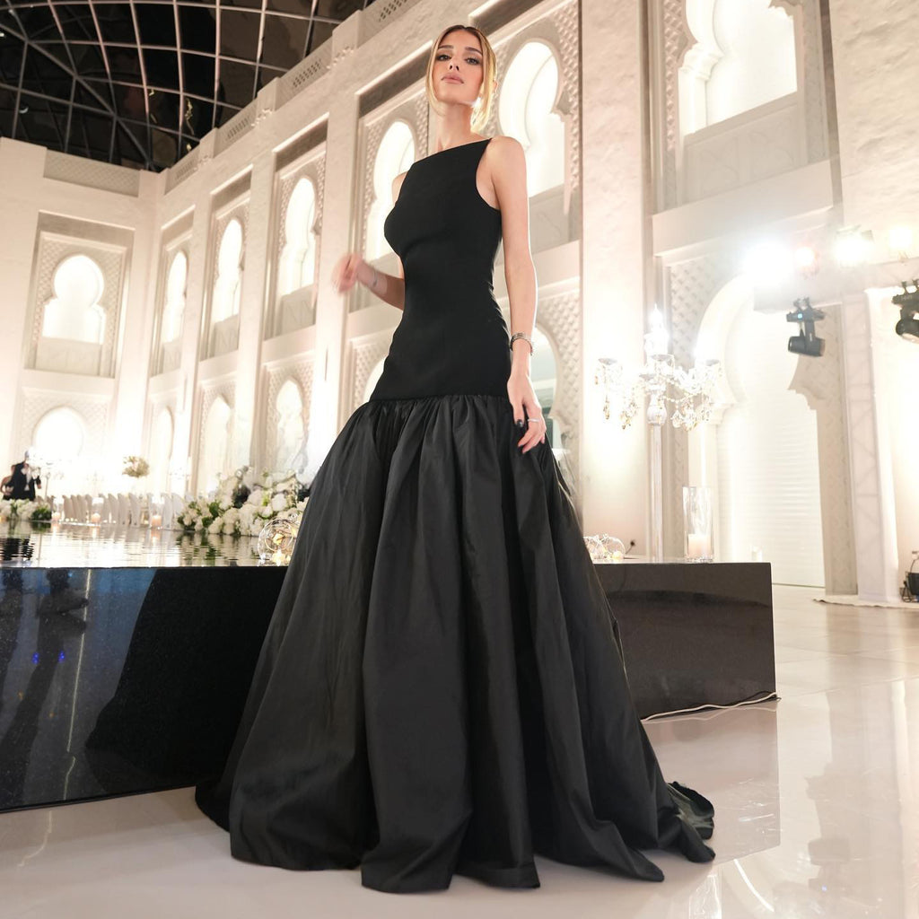 Elegant Black Mermaid Satin Evening Dress SF310 – Sharon Said