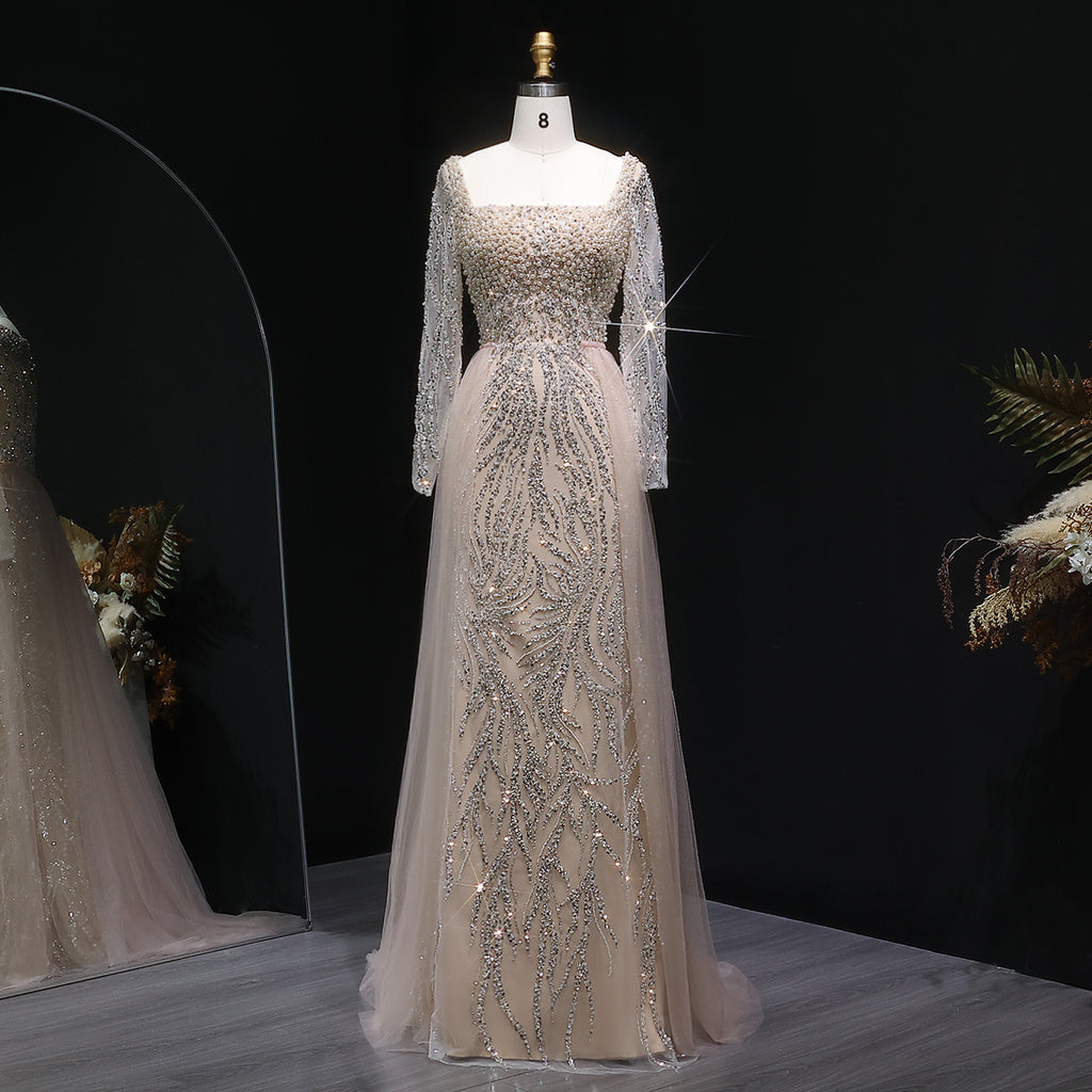 Luxury Beaded Long Sleeve Evening Dress SS632 – Sharon Said