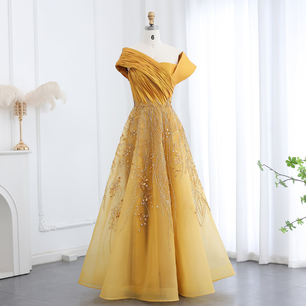 Luxury Beaded Off Shoulder Evening Gown SS582 – Sharon Said
