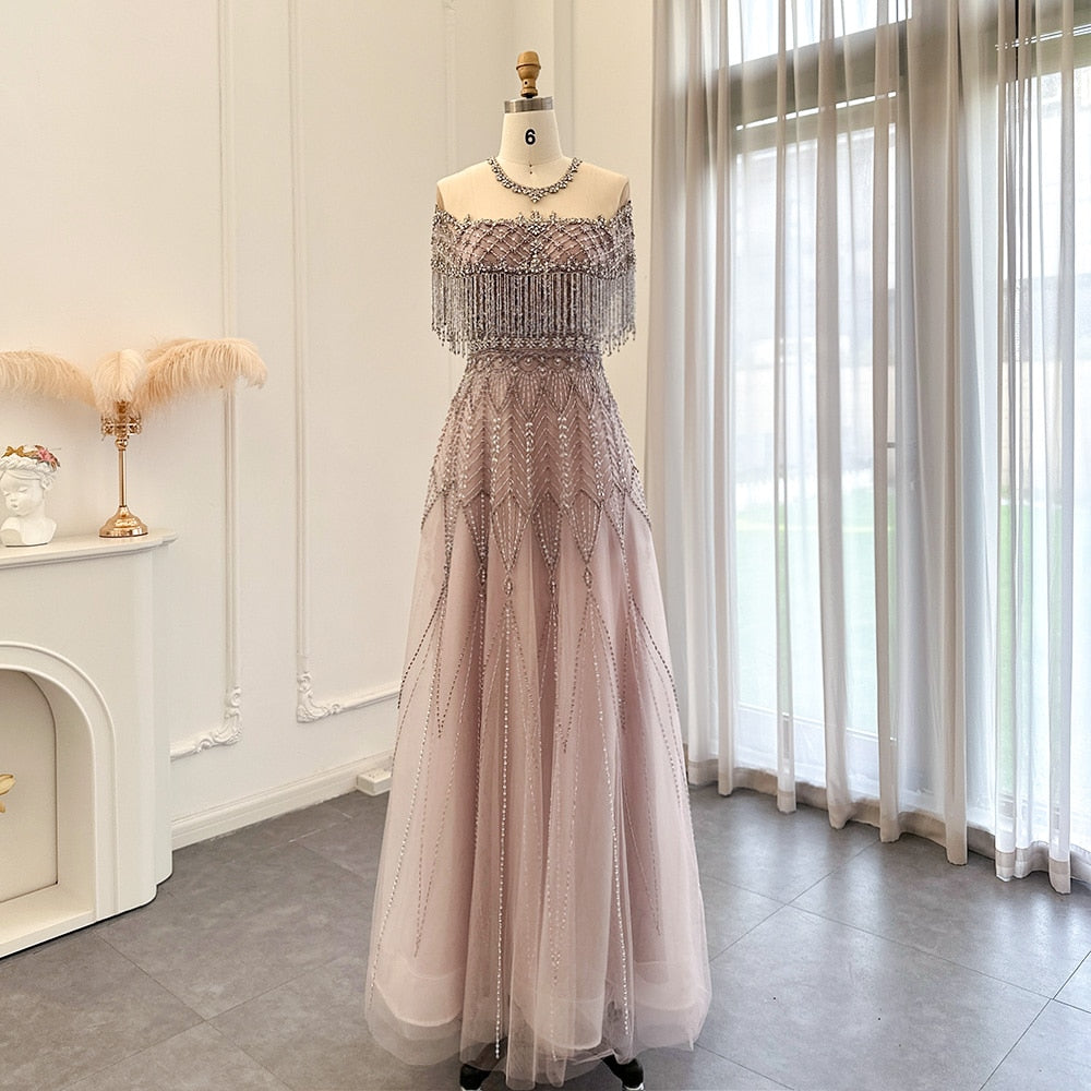Sharon Said Luxury Tassel Heavy Beaded Arabic Evening Dresses for Women ...